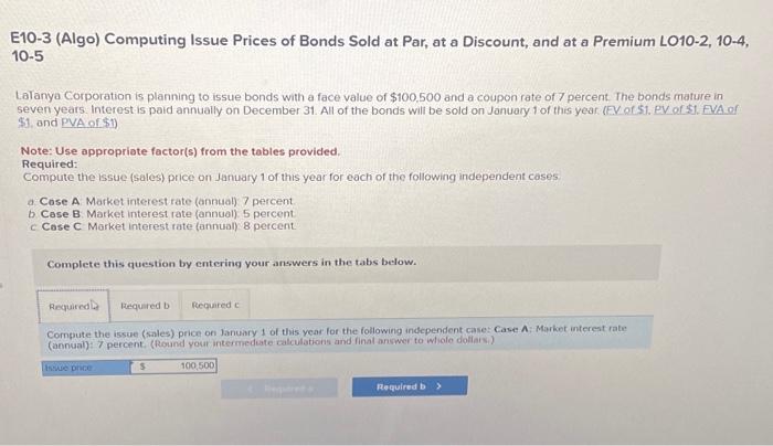 Solved E10 3 Algo Computing Issue Prices Of Bonds Sold At 