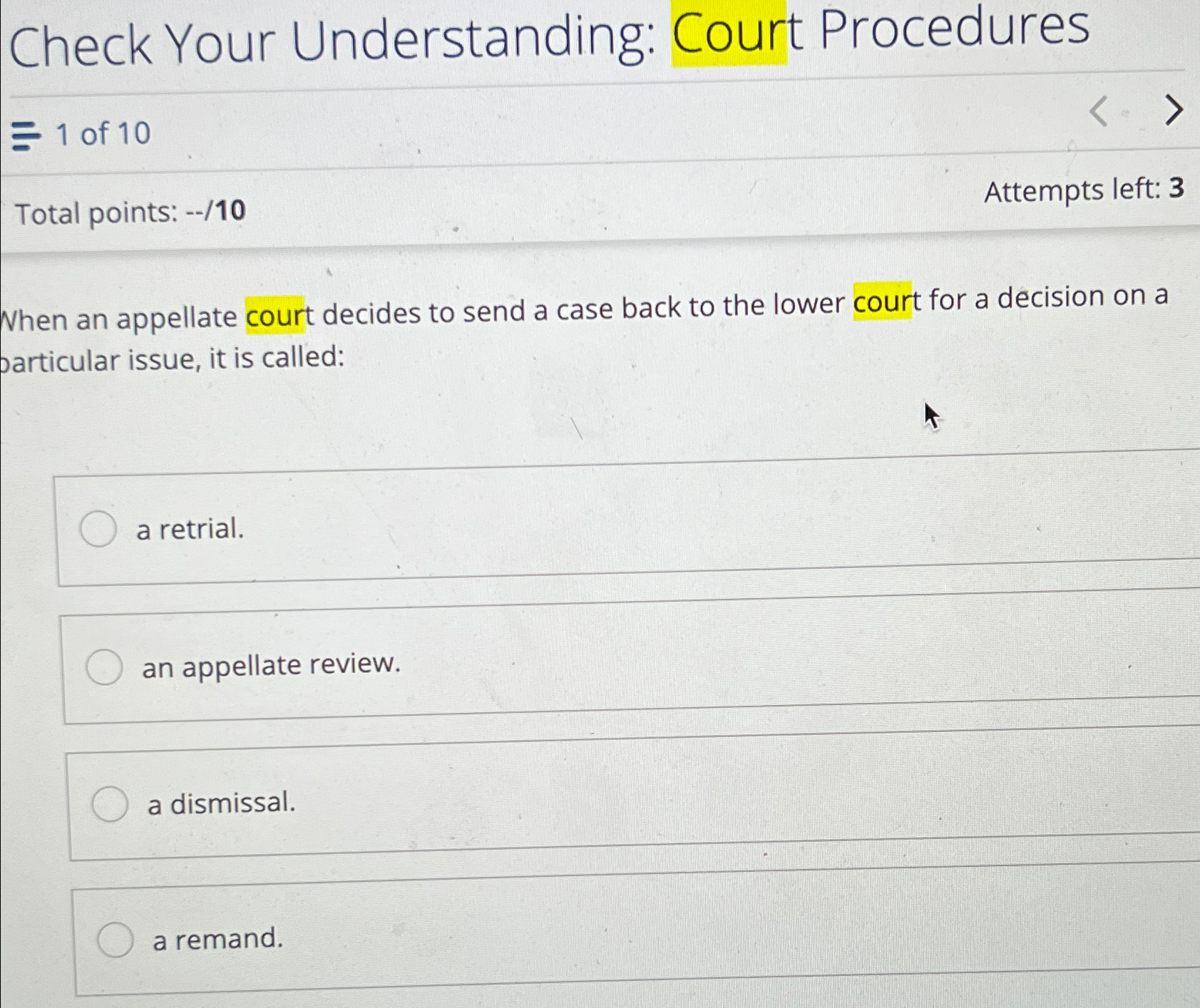 Solved Check Your Understanding: Court Procedures1 ﻿of | Chegg.com