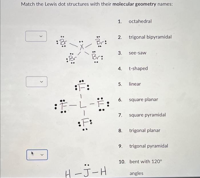 Solved Match the Lewis dot structures with their molecular | Chegg.com
