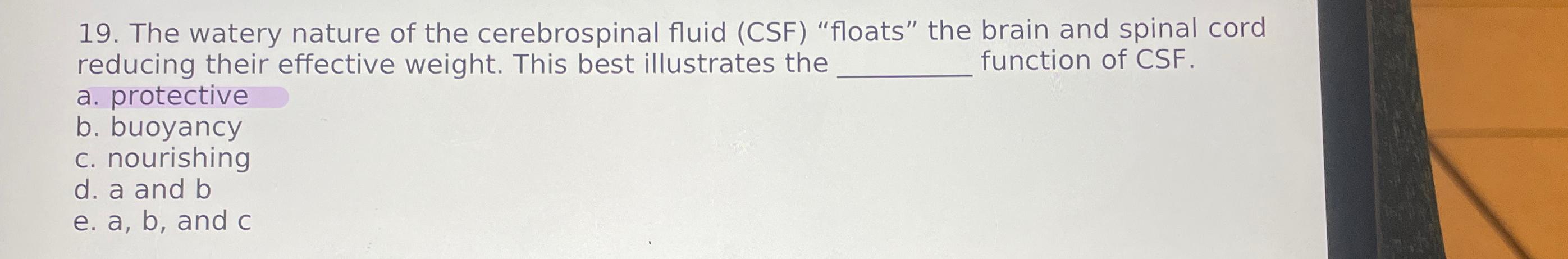 Solved The watery nature of the cerebrospinal fluid (CSF) | Chegg.com