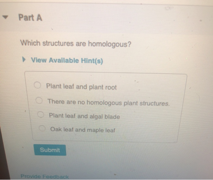 Solved Part A Which structures are homologous? View | Chegg.com