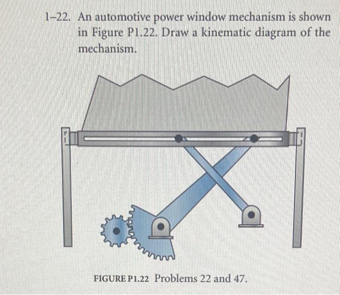 Solved -22. An automotive power window mechanism is shown in | Chegg.com