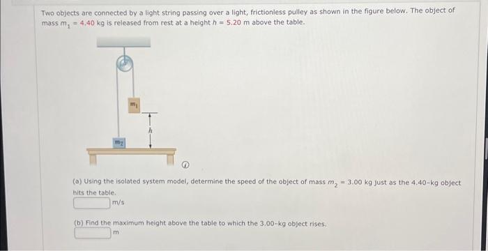 Solved Two objects are connected by a light string passing | Chegg.com