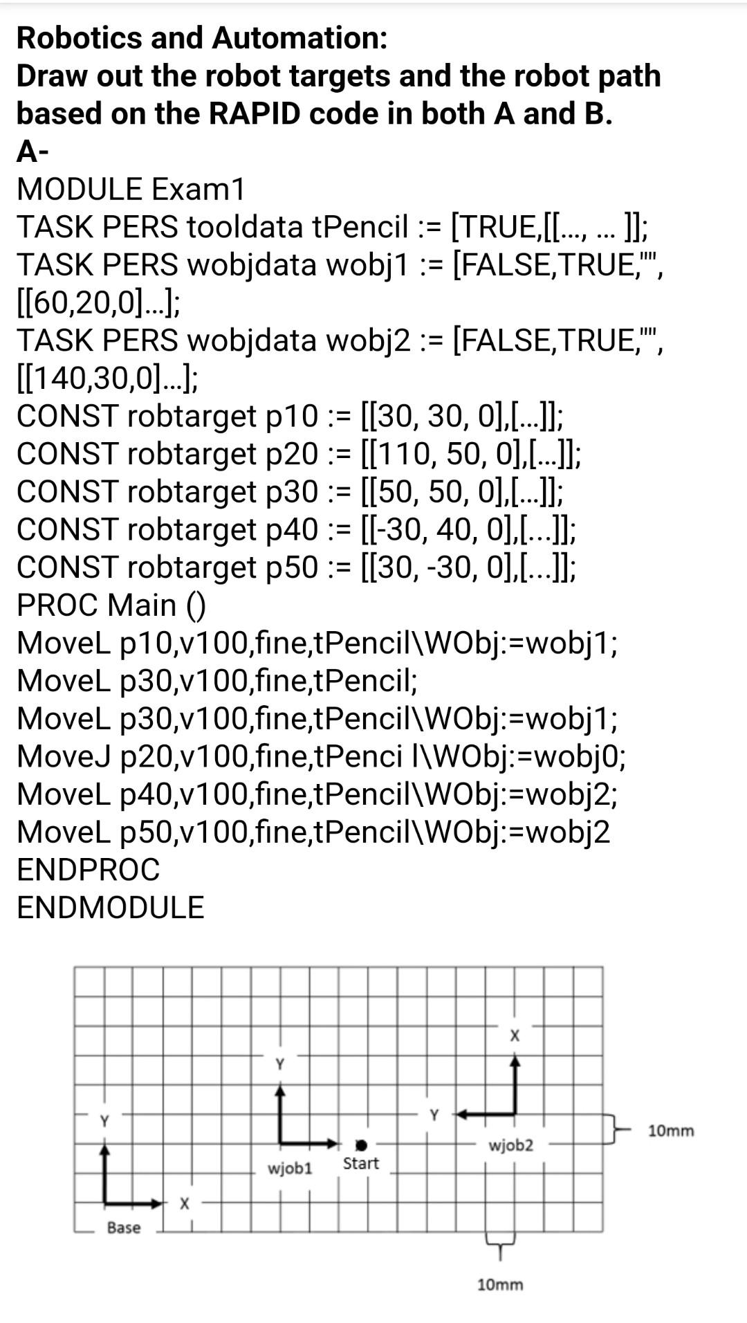 Robotics and Automation: Draw out the robot targets | Chegg.com