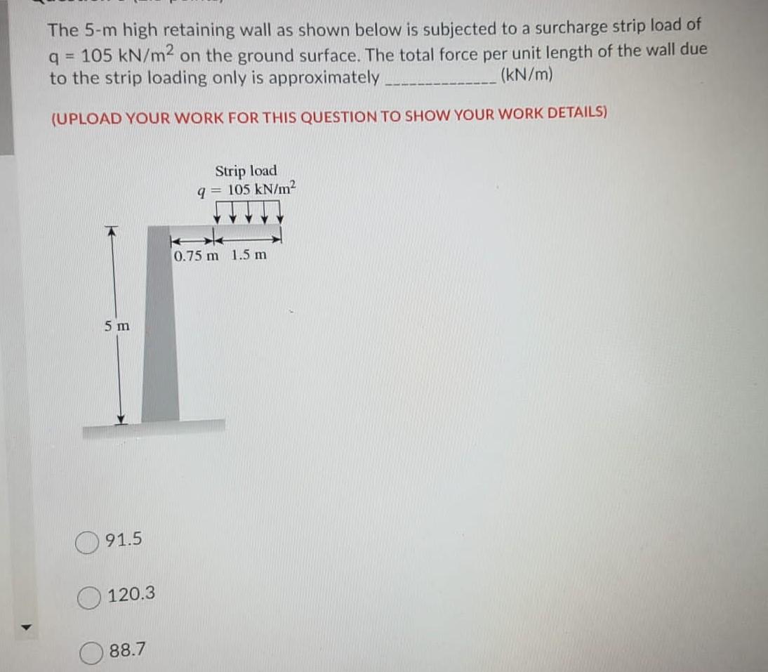 Solved The 5-m high retaining wall as shown below is | Chegg.com