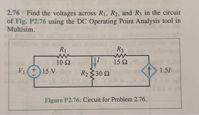 Solved 2.76 Find the voltages across R1,R2, and R3 in the | Chegg.com
