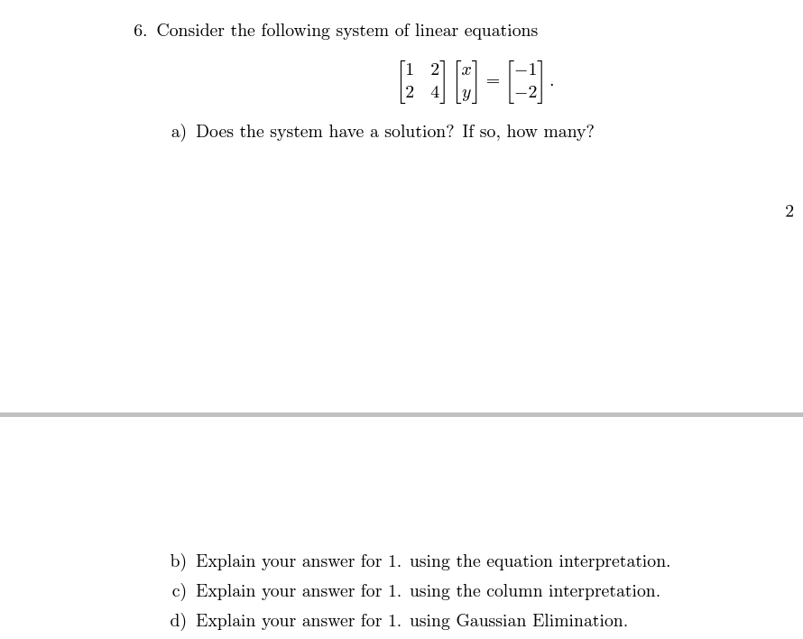 Solved Consider the following system of linear | Chegg.com