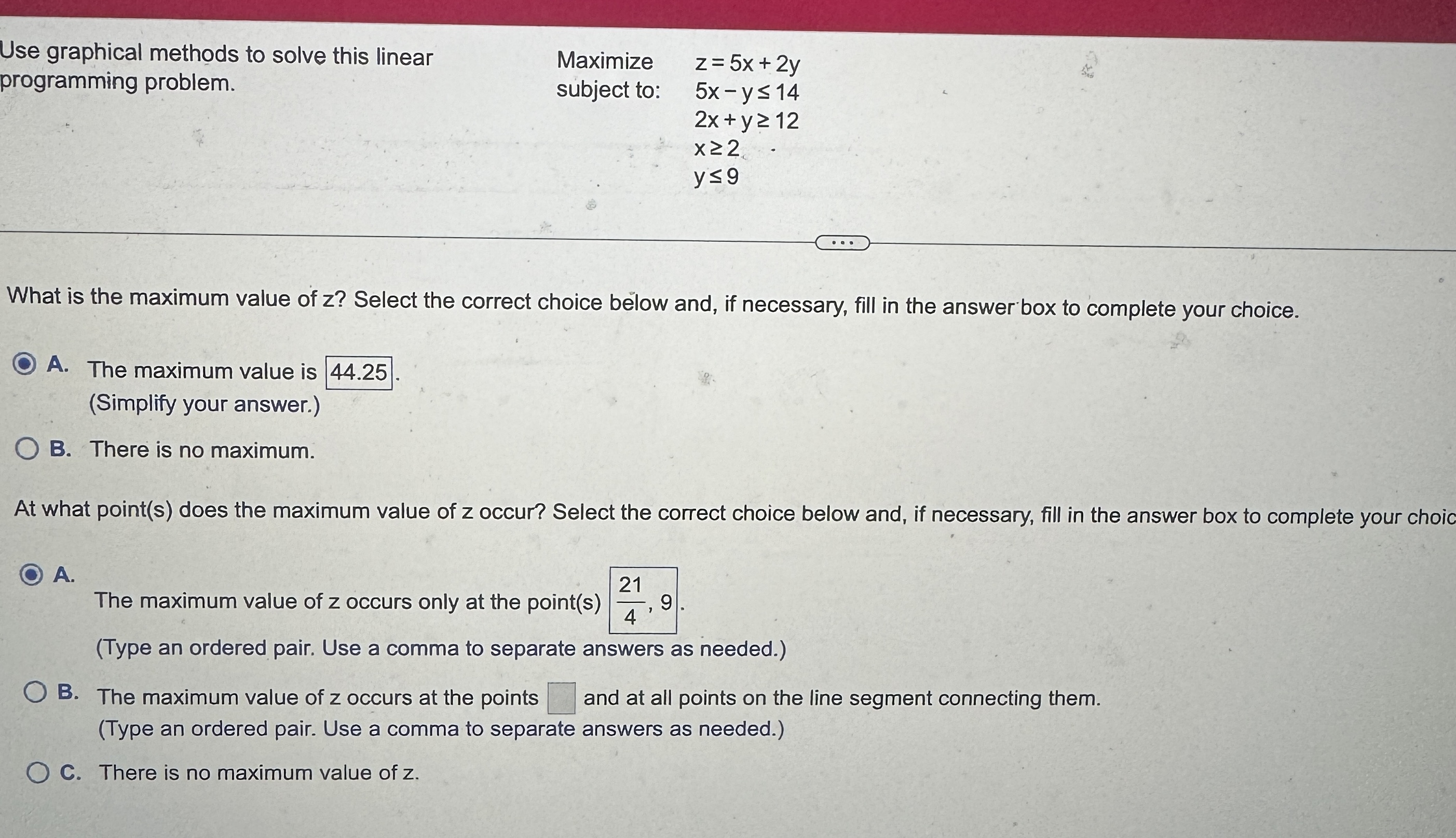Solved Use graphical methods to solve this linearprogramming | Chegg.com