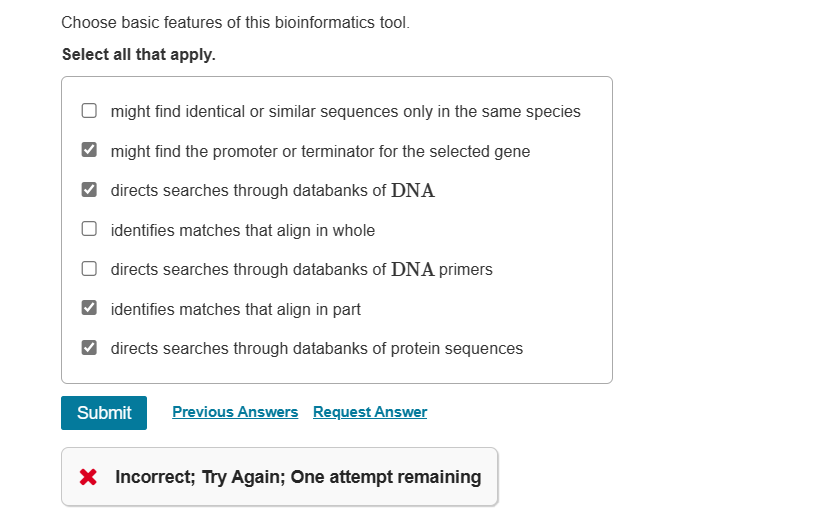 Solved Choose basic features of this bioinformatics | Chegg.com