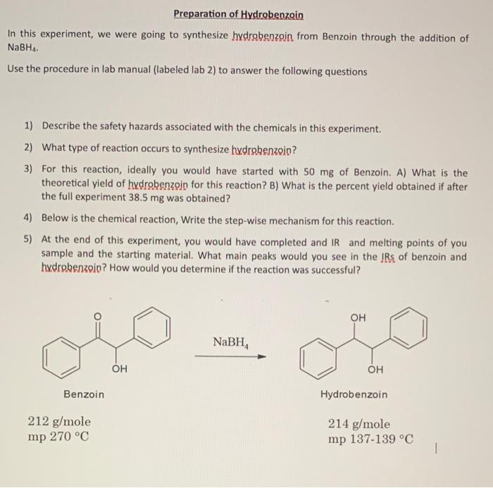 Solved Preparation of Hydrobenzoin In this experiment, we | Chegg.com