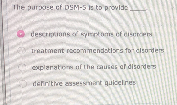 Solved The purpose of DSM-5 is to provide descriptions of | Chegg.com