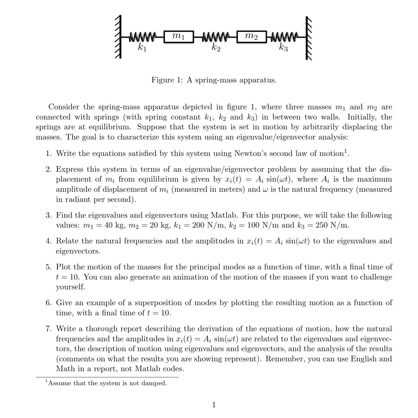 Solved Figure 1: A spring-mass apparatus.Consider the | Chegg.com