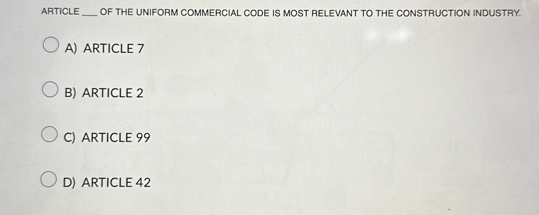 Solved ARTICLE ﻿OF THE UNIFORM COMMERCIAL CODE IS MOST | Chegg.com