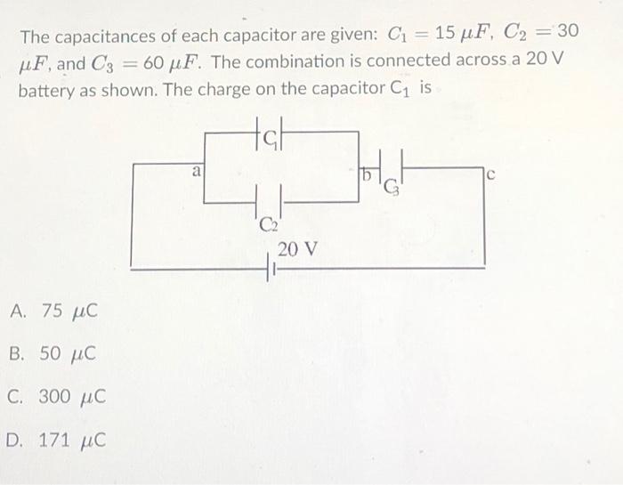 Solved The capacitances of each capacitor are given: | Chegg.com