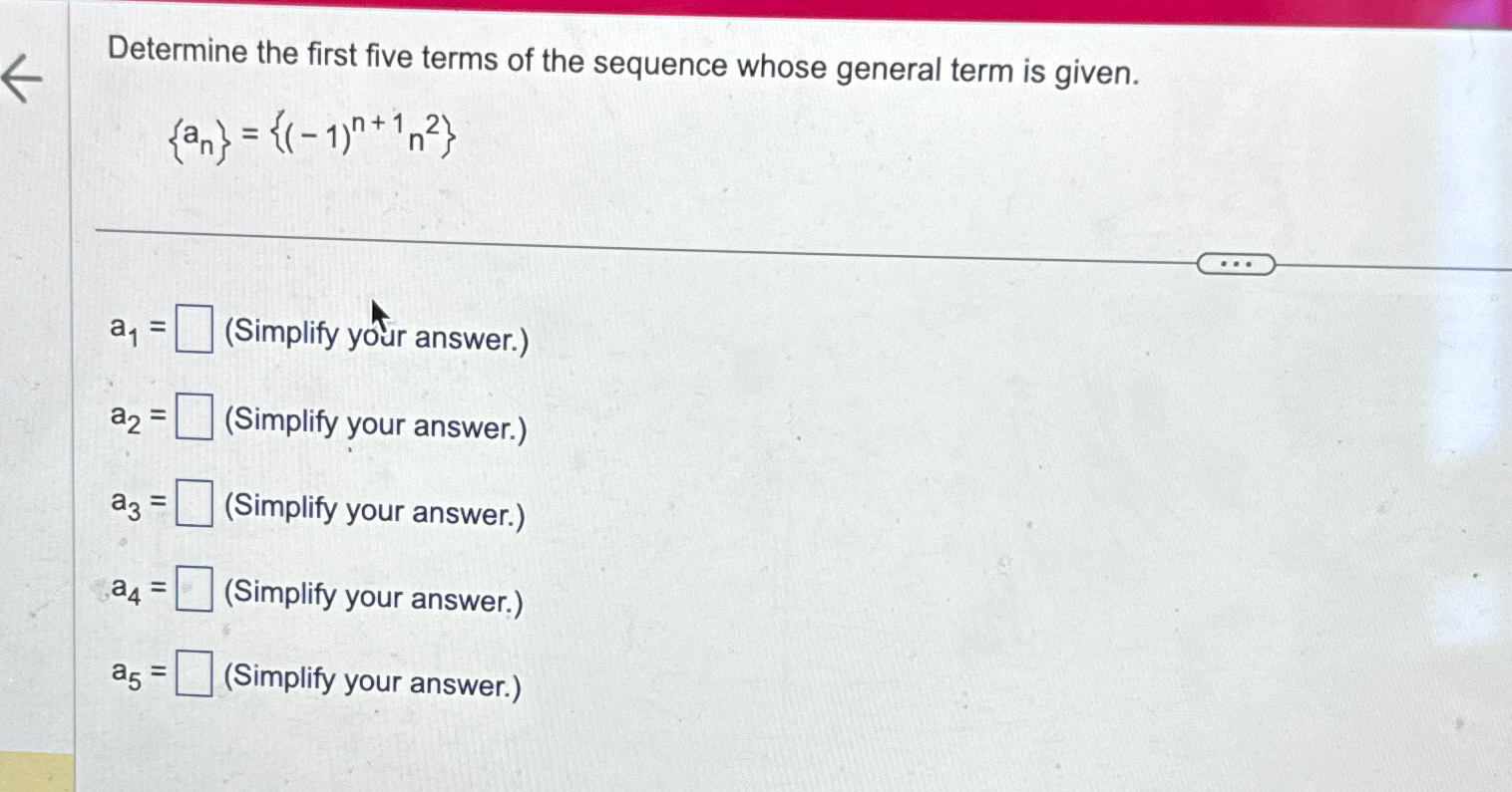 Solved Determine the first five terms of the sequence whose | Chegg.com