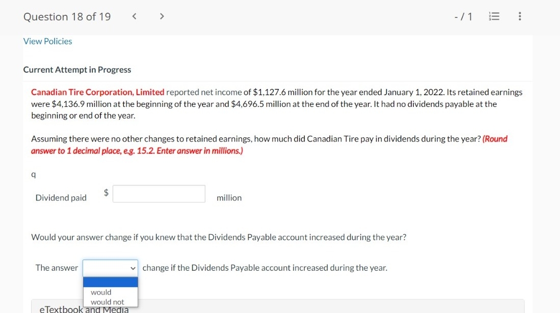 Solved Question 18 ﻿of 19View PoliciesCurrent Attempt in | Chegg.com