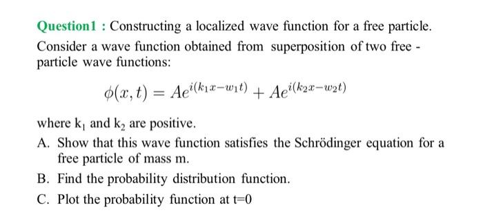 Solved Question1: Constructing a localized wave function for | Chegg.com