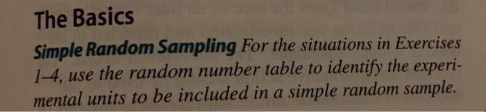 Solved The Basics Simple Random Sampling For the situations | Chegg.com