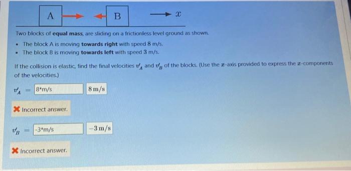 Solved A B 2 Two blocks of equal mass, are sliding on a | Chegg.com
