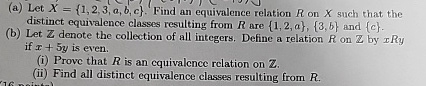Solved (a) ﻿Let x={1,2,3,a,b,c}. ﻿Find an equivalence | Chegg.com
