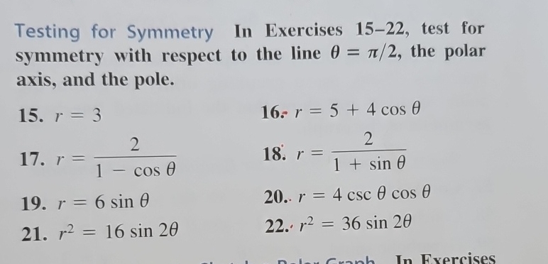 Solved Testing for Symmetry In Exercises 15-22, ﻿test for | Chegg.com