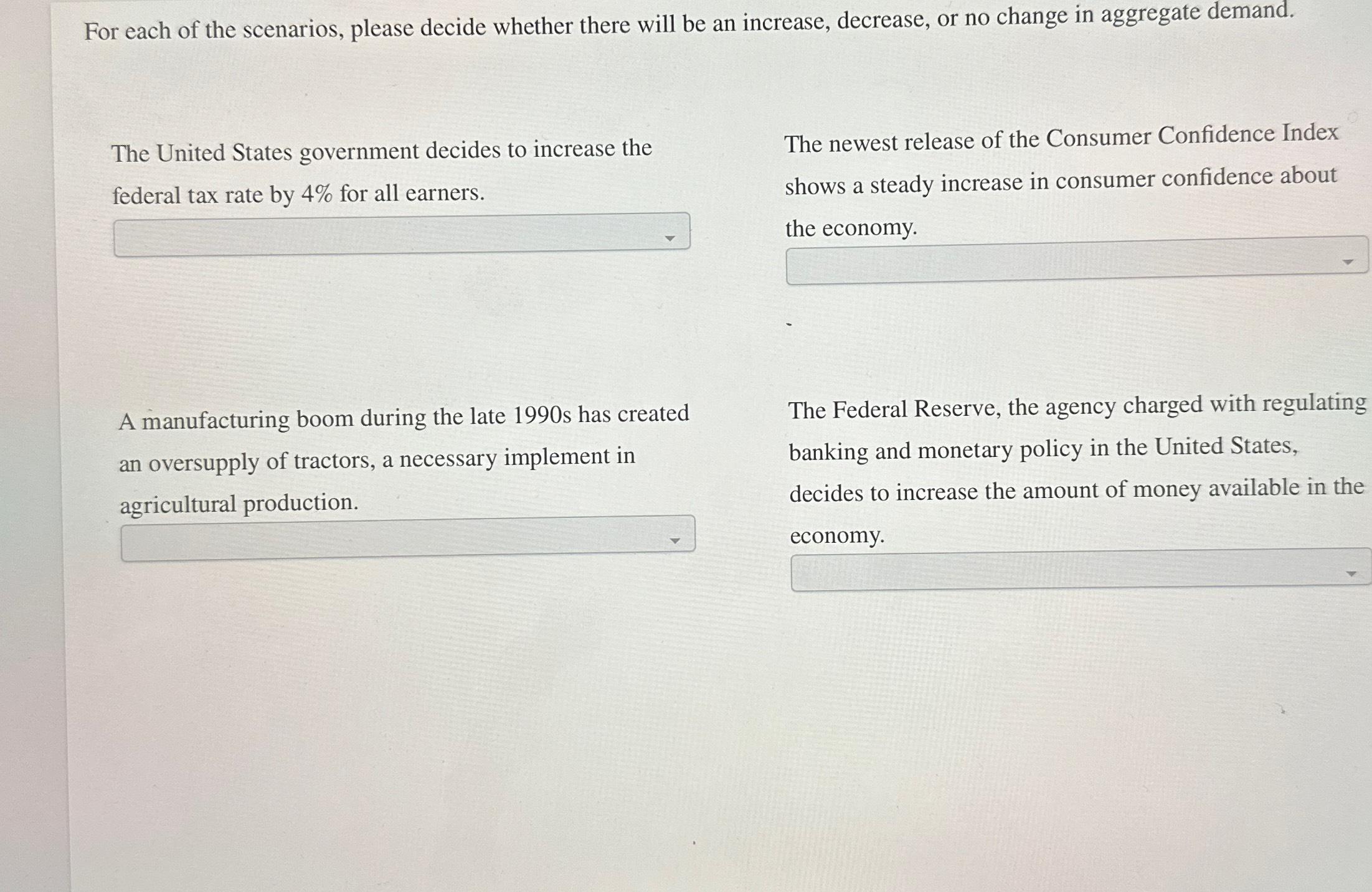 Solved For each of the scenarios, please decide whether | Chegg.com