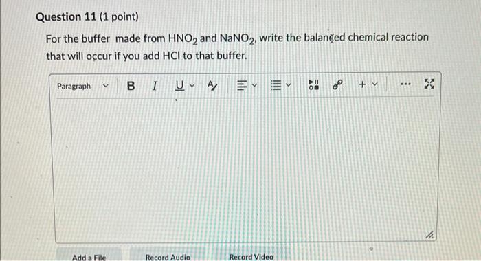 Solved For the buffer made from HNO2 and NaNO2, write the | Chegg.com