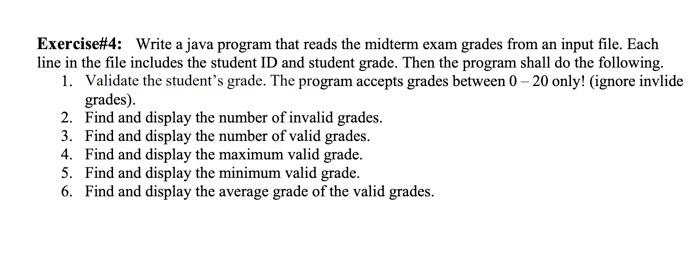Solved Exercise#4: Write a java program that reads the | Chegg.com