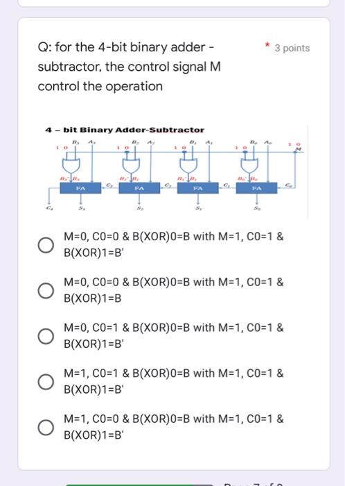 Solved Q: for the 4-bit binary adder - subtractor, the | Chegg.com
