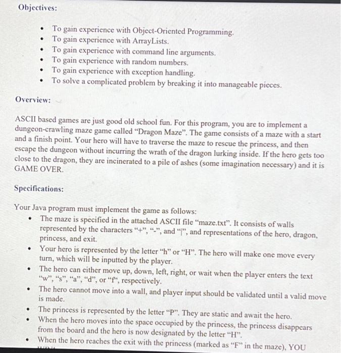 Solved Objectives: • To gain experience with Object-Oriented | Chegg.com