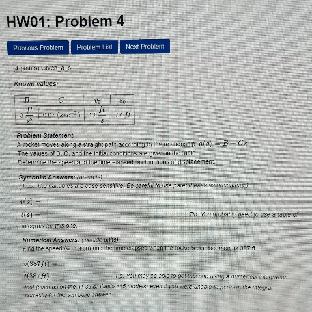 Solved HW01: Problem 4 Previous Problem Problem List Next | Chegg.com