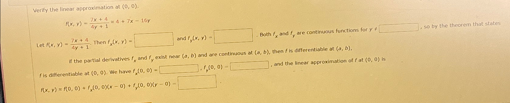 Solved Verify The Linear Approximation At