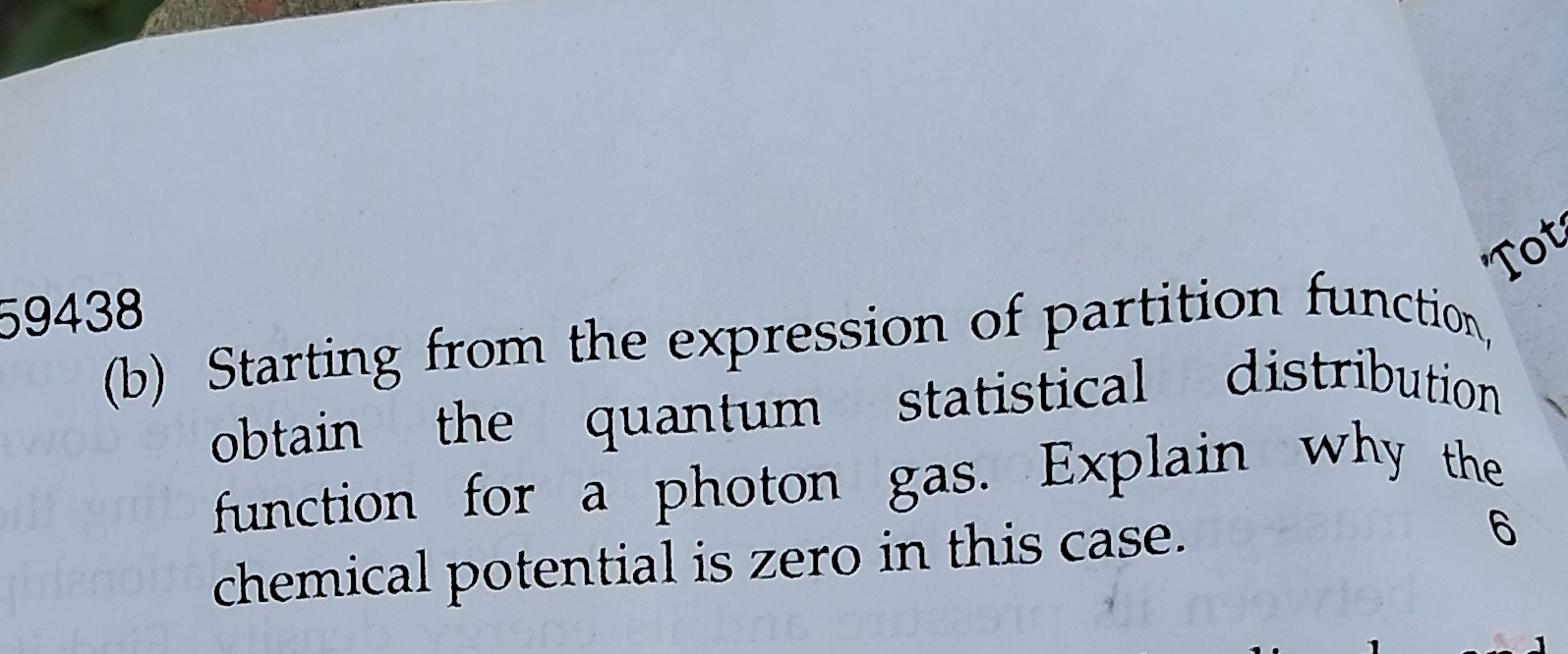 Solved 59438(b) ﻿Starting from the expression of partition | Chegg.com