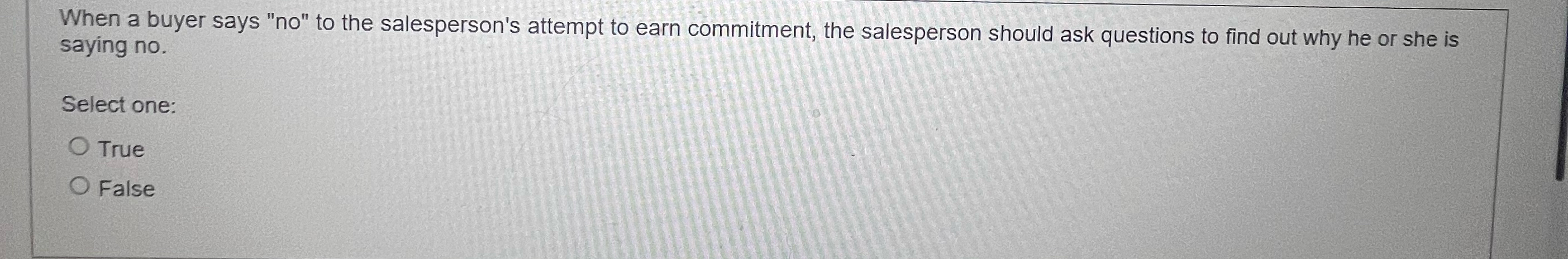 Solved When a buyer says "no" ﻿to the salesperson's attempt | Chegg.com