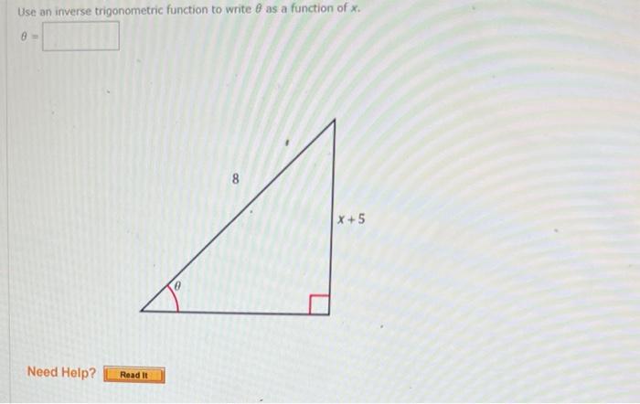 Solved Use an inverse trigonometric function to write θ as a | Chegg.com