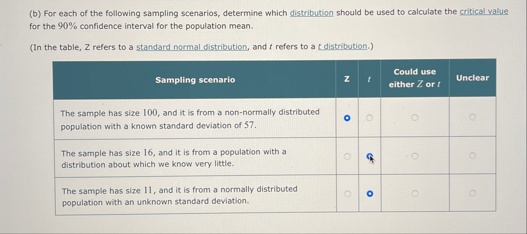 Solved (b) ﻿For each of the following sampling scenarios, | Chegg.com