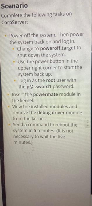 Solved Scenario Complete the following tasks on Corpserver: | Chegg.com