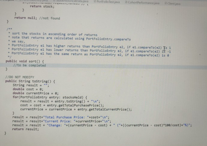 Solved + Portfolio Test.java Client java } Portfolio.java | Chegg.com