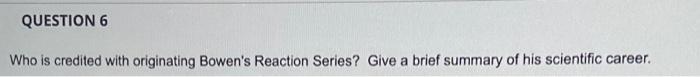 Solved QUESTION 4 What is the Goldich Dissolution Series, | Chegg.com