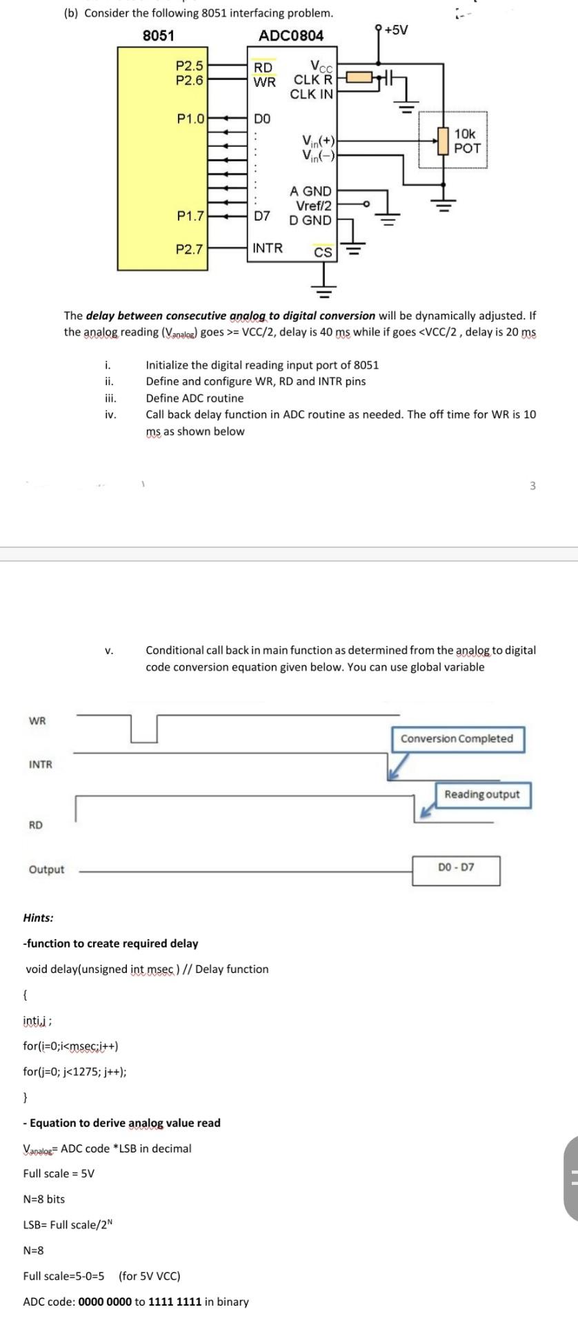 Solved (b) Consider the following 8051 interfacing problem. | Chegg.com