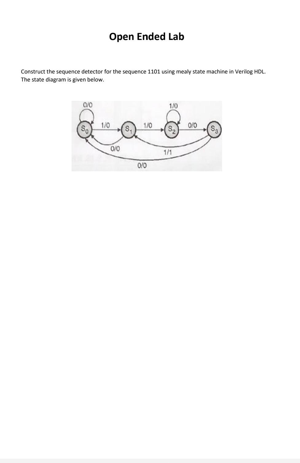 Solved Open Ended Lab Construct the sequence detector for | Chegg.com