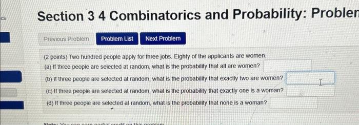 Solved section 34 Combinatorics and Probability: Proble (2 | Chegg.com