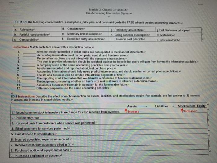 Solved Module 3, Chapter 3 Handout The Accounting | Chegg.com