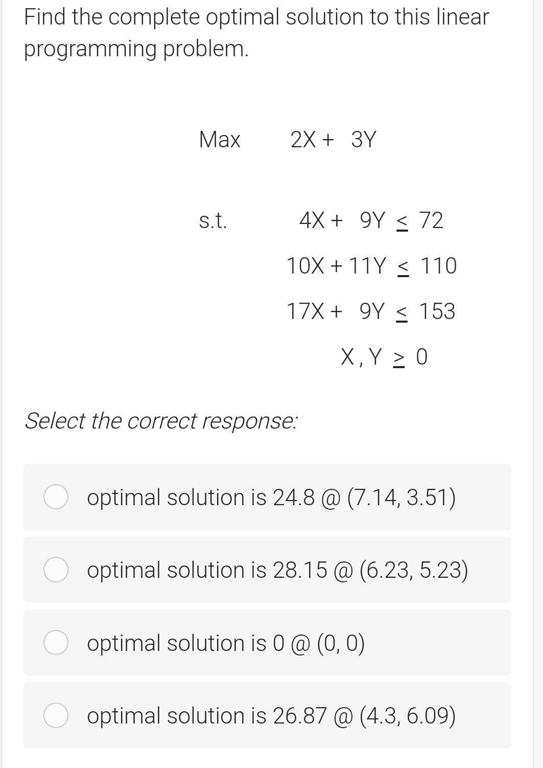 Solved Find the complete optimal solution to this linear | Chegg.com