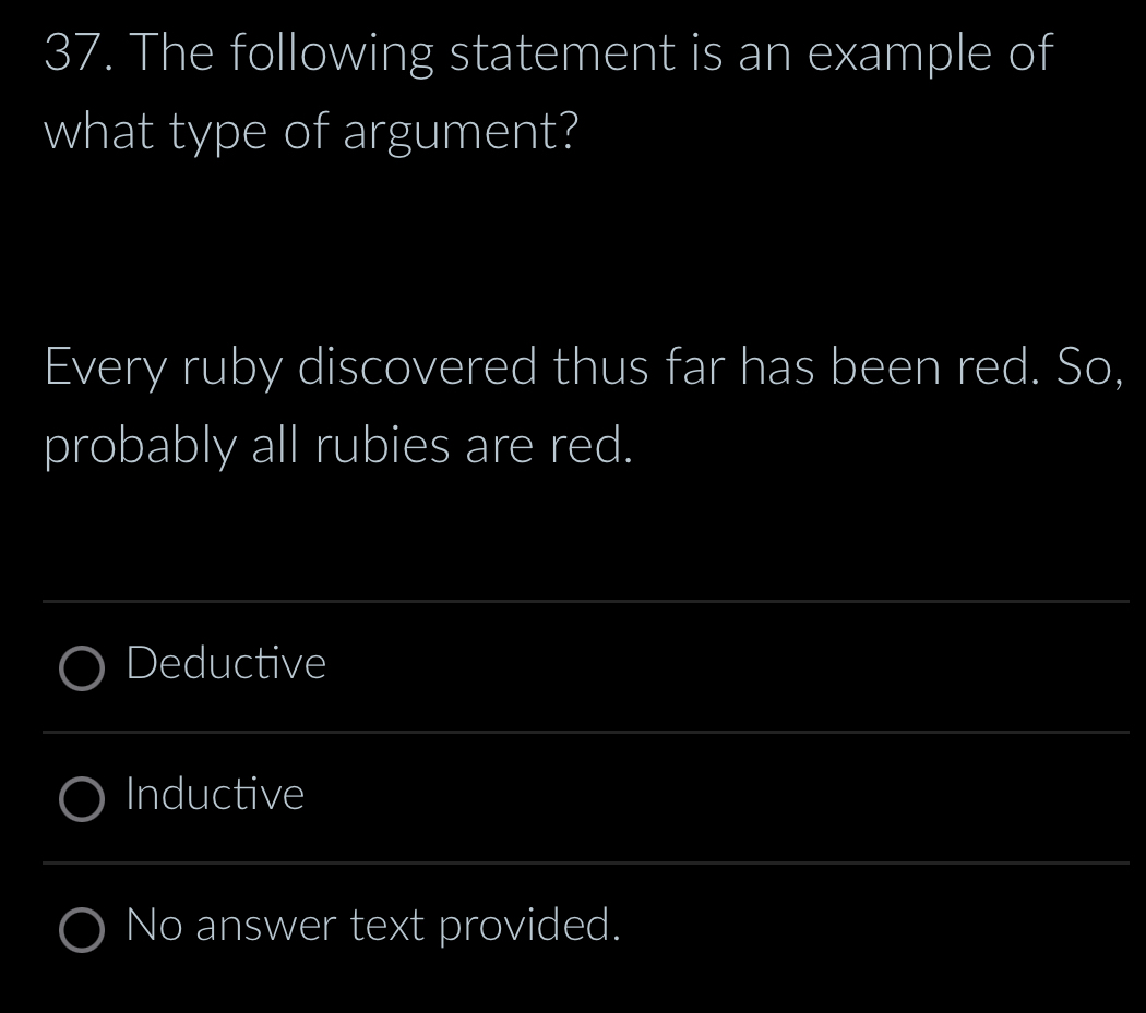 Solved The following statement is an example of what type of | Chegg.com