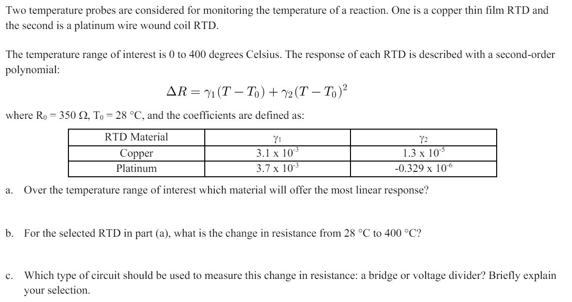 Solved Two temperature probes are considered for monitoring | Chegg.com
