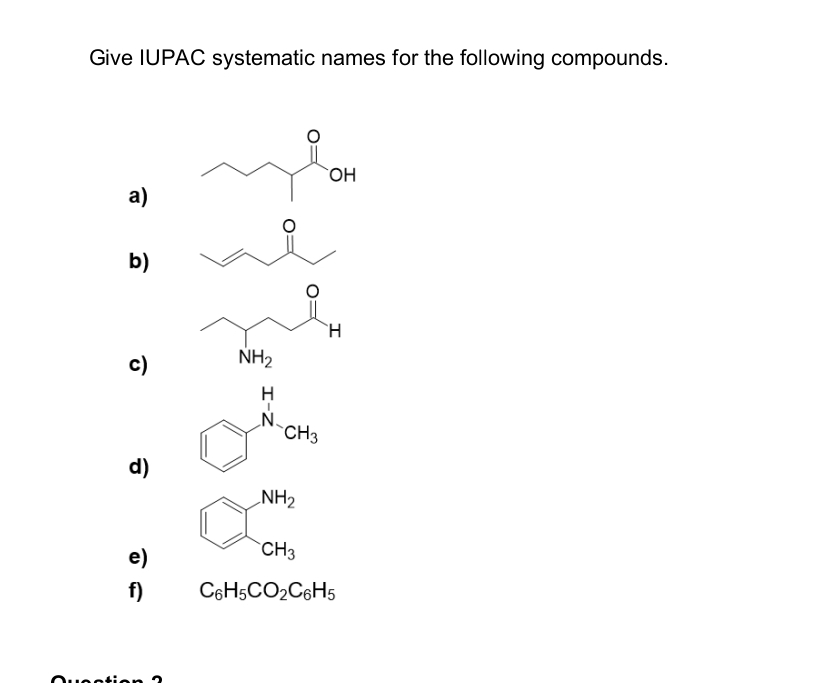 Give IUPAC systematic names for the following | Chegg.com