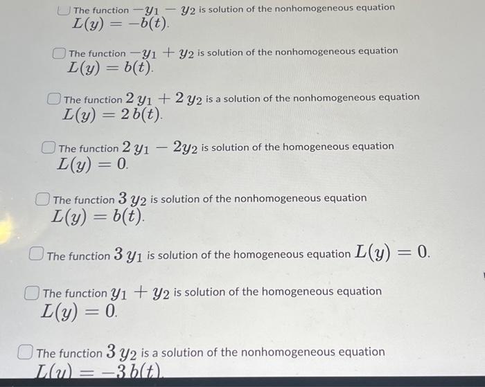 Solved Suppose that y1(t) is solution of L(y1)=0 and y2(t) | Chegg.com