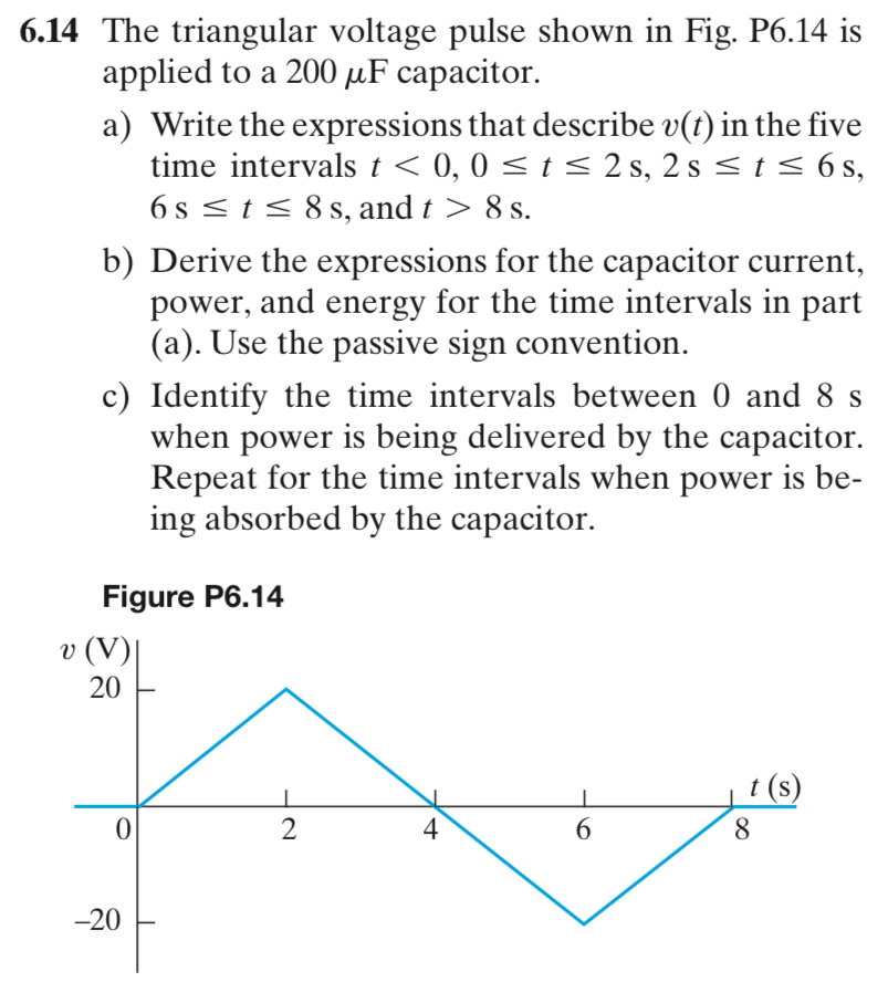 Solved 6.14 ﻿The triangular voltage pulse shown in Fig. | Chegg.com