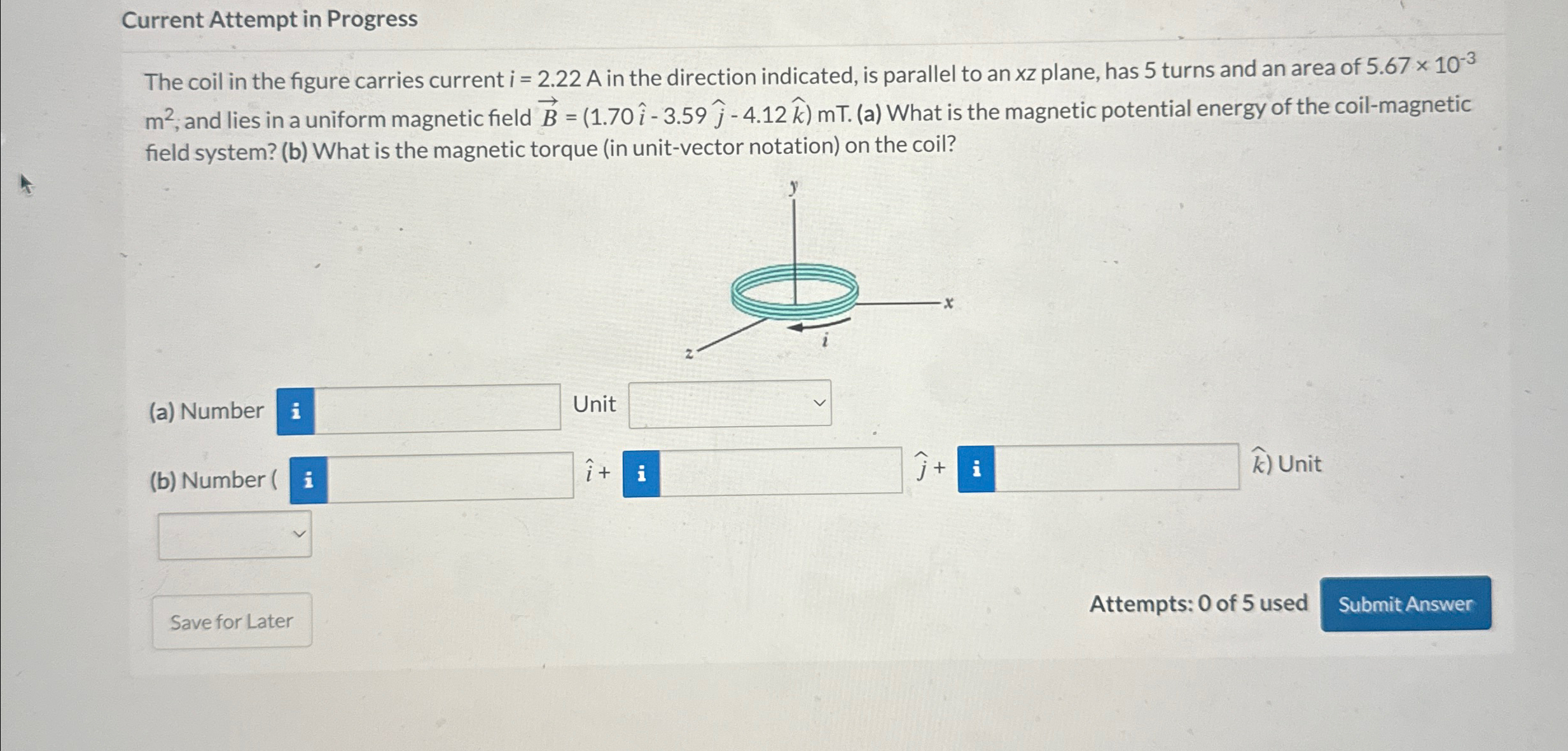 Solved Current Attempt in ProgressThe coil in the figure | Chegg.com